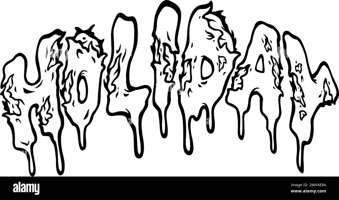 Holiday melting text hand lettering word monochrome vector ...