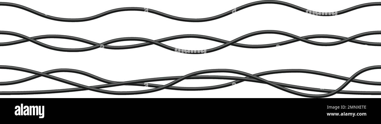 Realistic electrical wires. Cable power energy. Flexible thick network ...