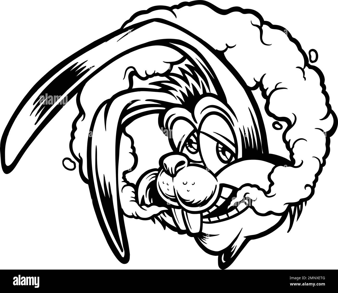Rabbit head with cannabis smoke logo silhouette vector illustrations ...