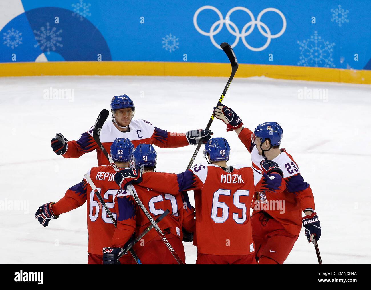 the Czech Republic players celebrate after Michal Repik (62), of the ...