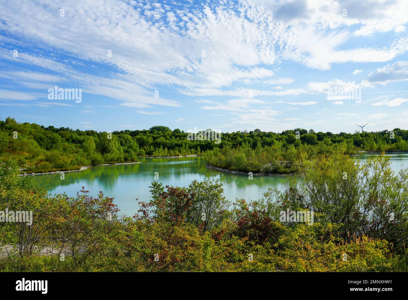 View of the Dyckerhoff lake in Beckum. Quarry west. Blue Lagoon ...