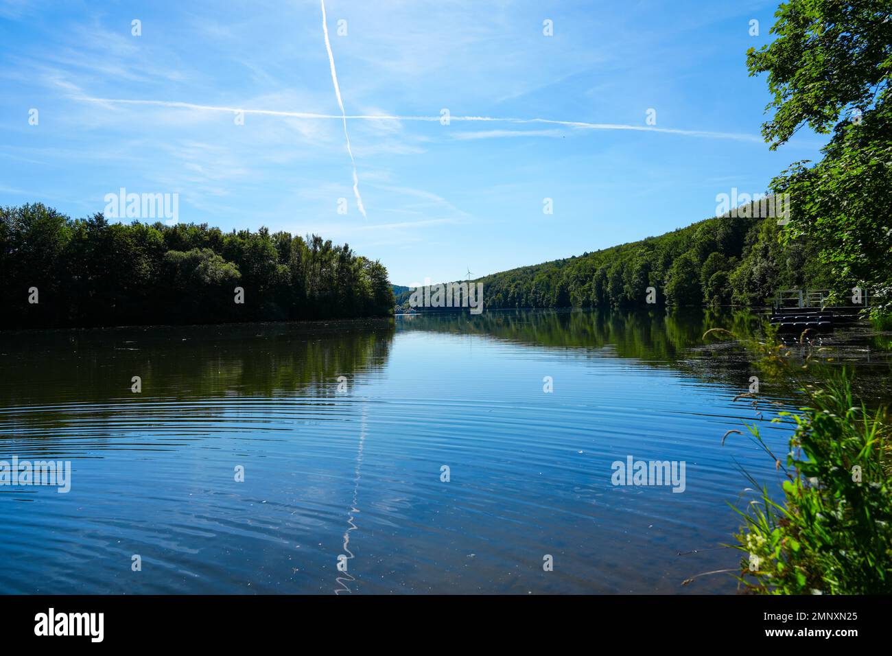 Fulda and the Kragenhof nature reserve near Fuldatal. Landscape near ...