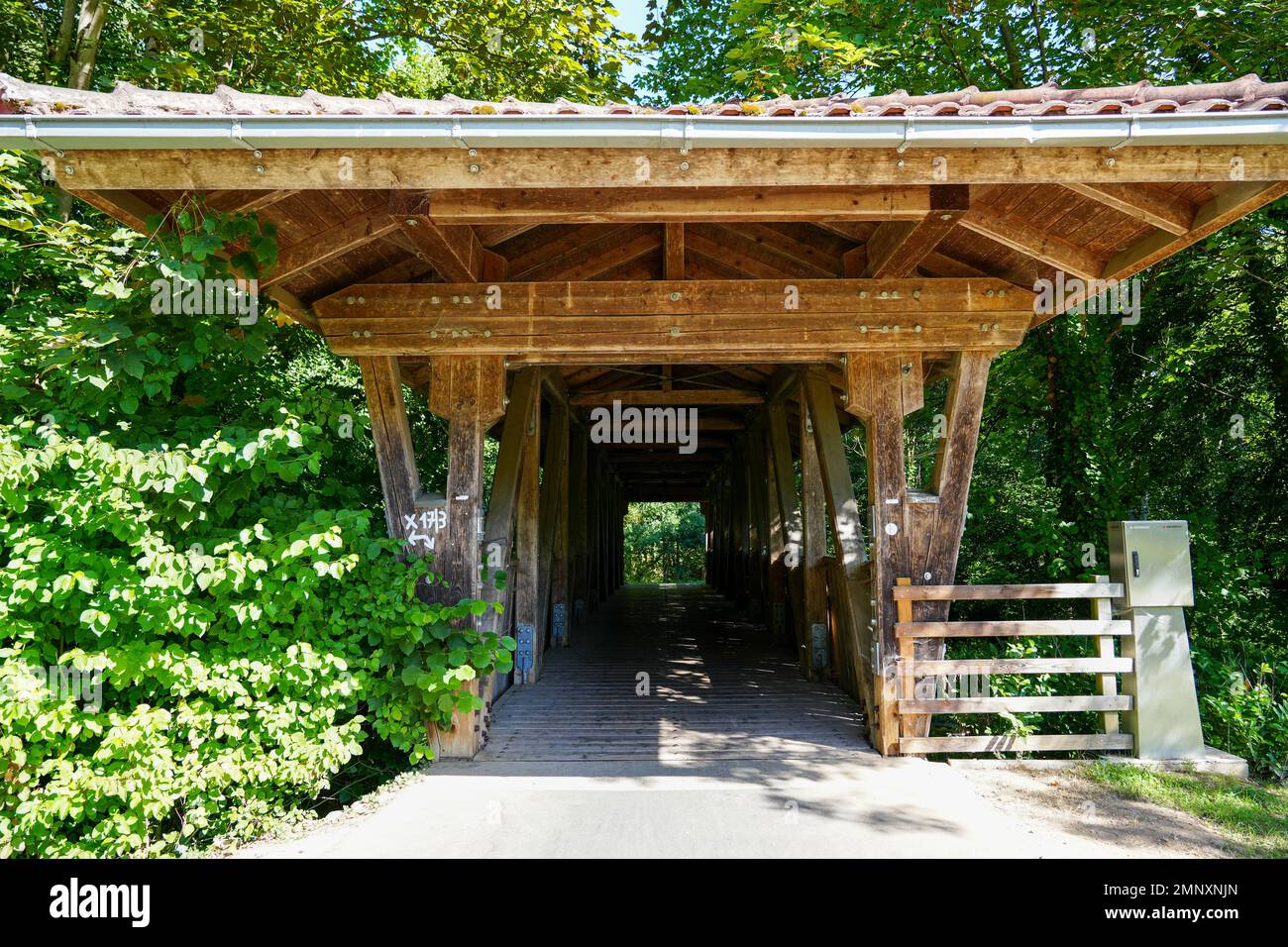 Fulda Bridge in the Fulda Valley. Pedestrian and cyclist bridge made of ...