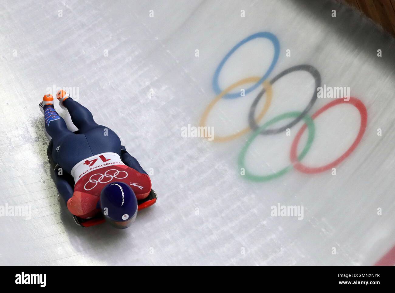 Lizzy Yarnold of Britain competes in her third run during the women's ...