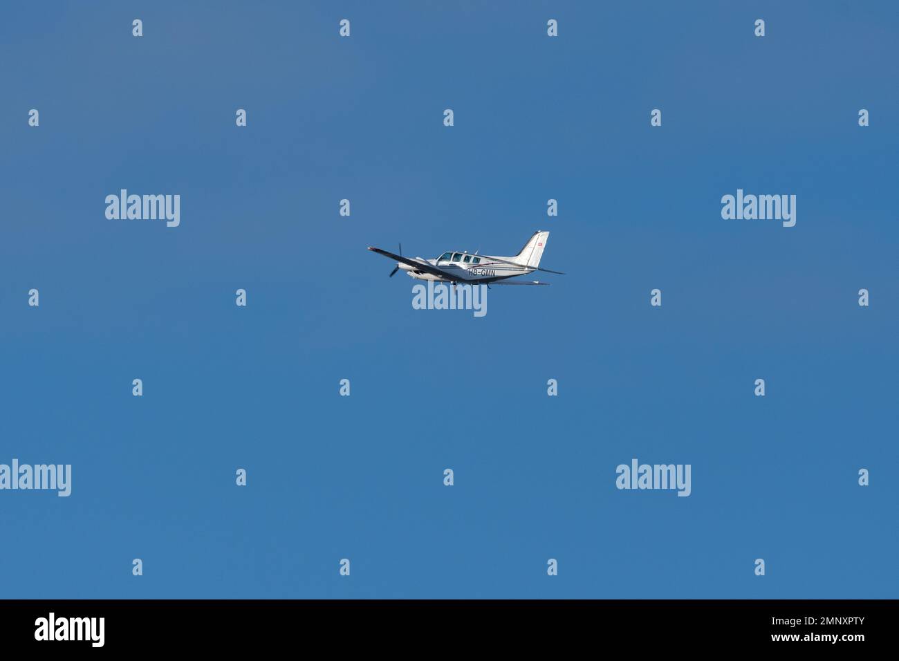 Zurich, Switzerland, January 19, 2023 Beechcraft Baron 58 propeller ...