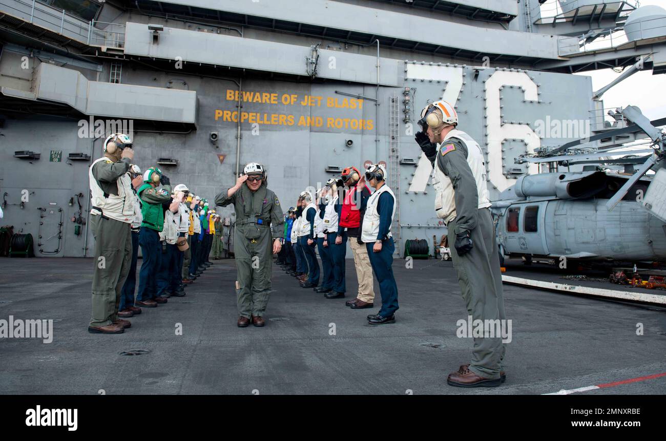 221007-N-LI114-2022 SEA OF JAPAN (Oct. 7, 2022) Sideboys and officers ...