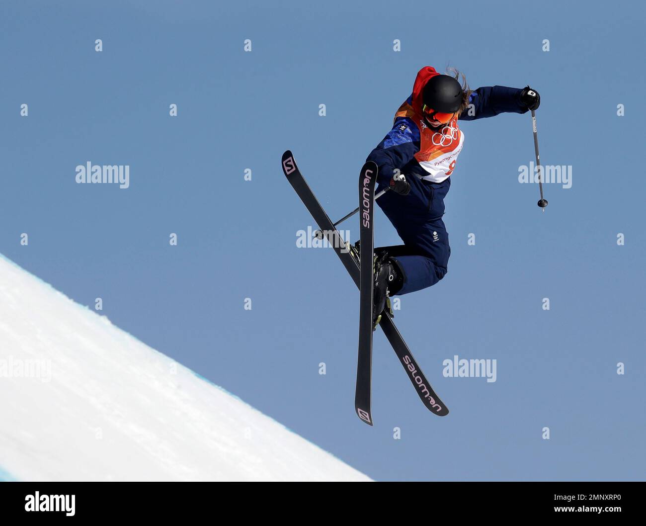 KatieSummerhayes, of Britain, jumps during the women's slopestyle ...