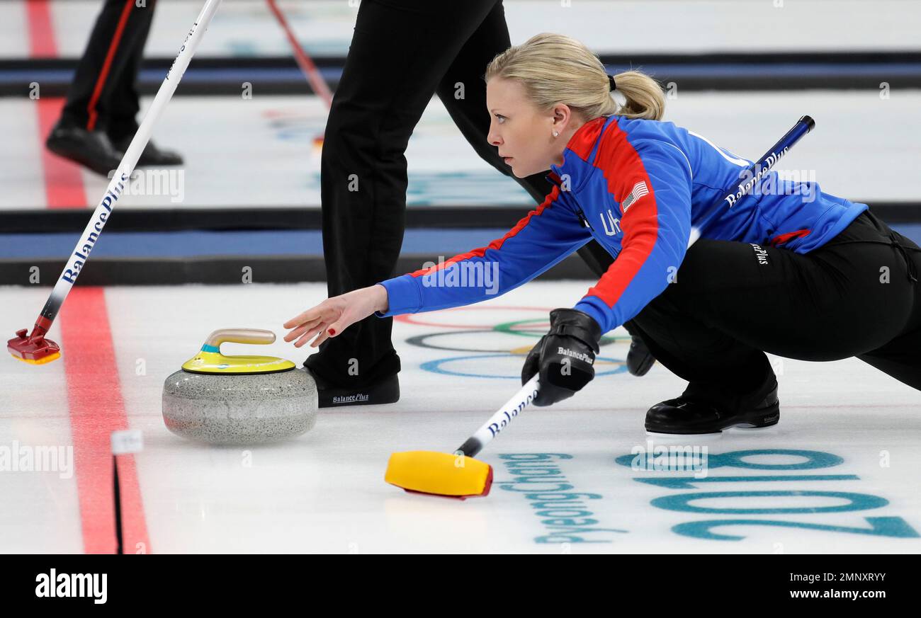 United States' skip Nina Roth launches the stone during their women's ...