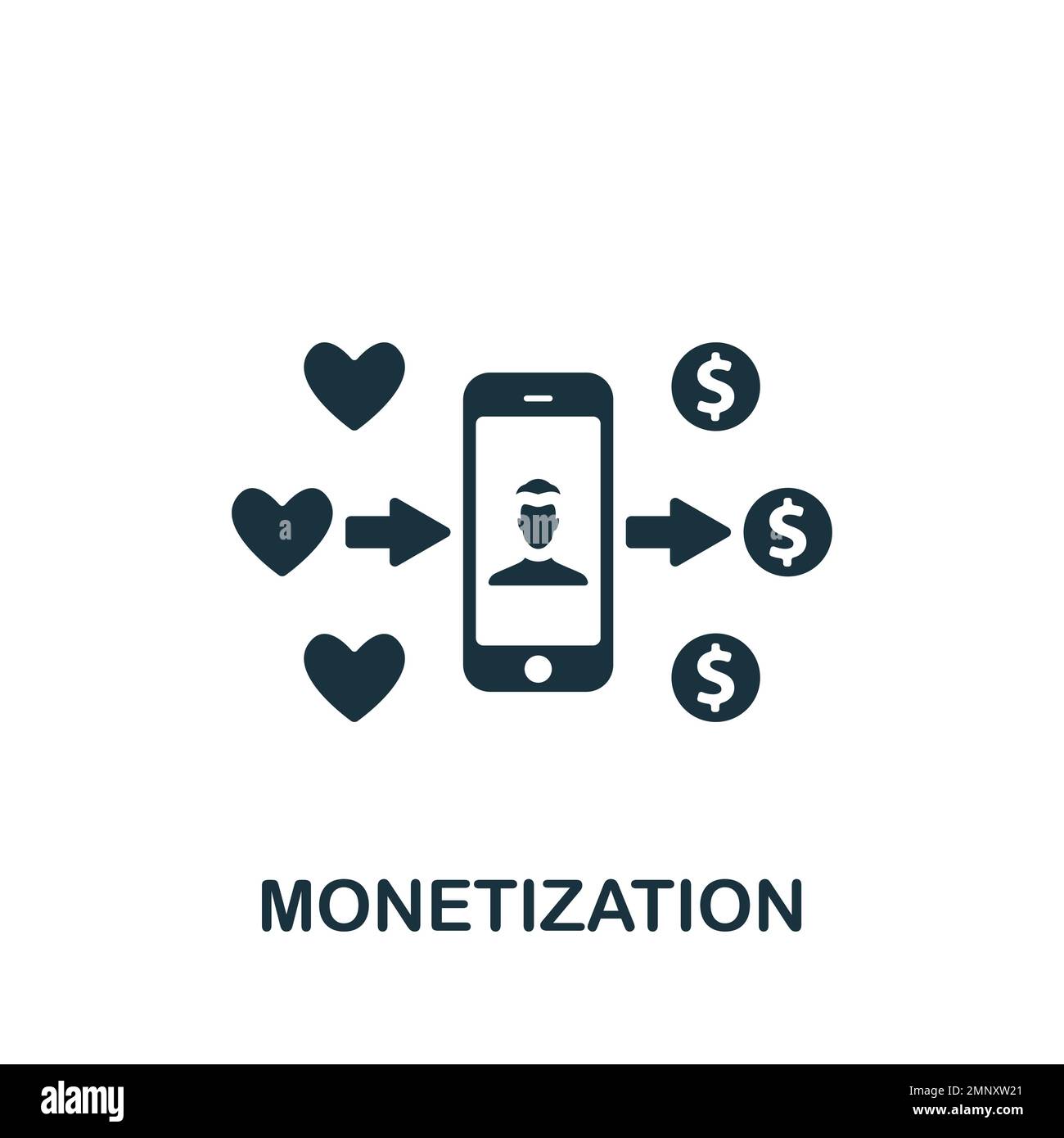 Monetization icon. Monochrome simple sign from blogging collection ... Monetization icon. Monochrome simple sign from blogging collection ...