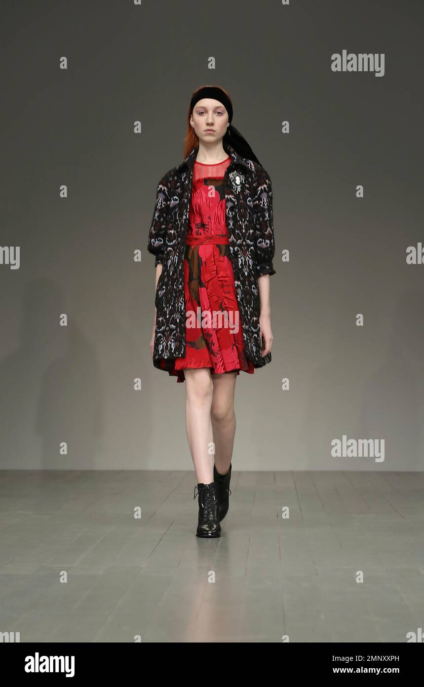 A model wears a creation by Bora Aksu at the Autumn/Winter 2018 runway ...