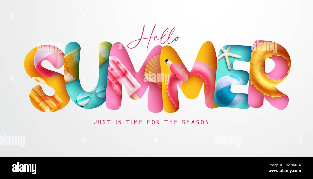 Summer vector design. Summer hello text, letters, typography and ...