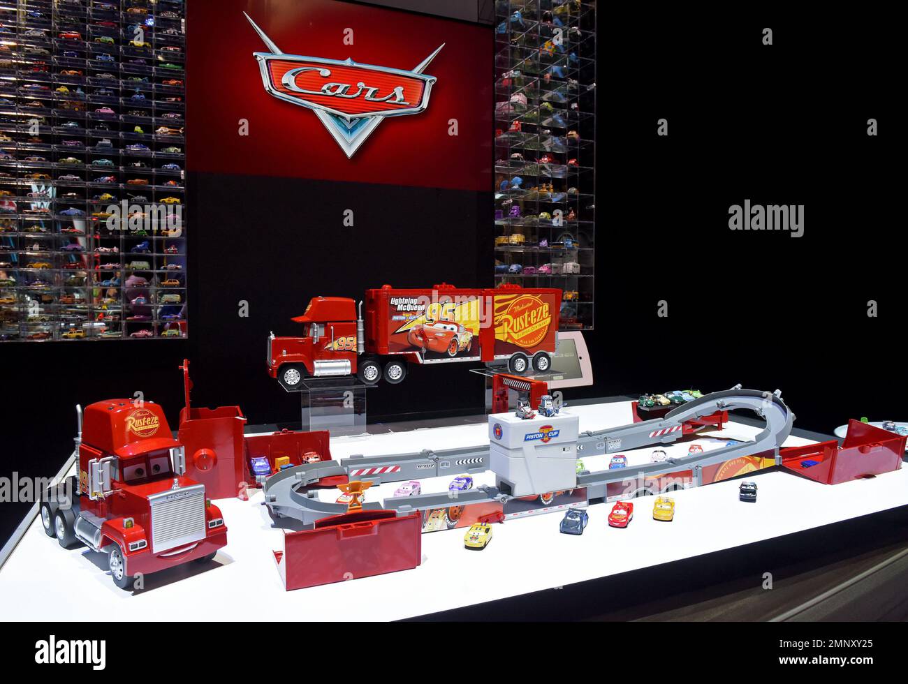 The Disney·Pixar Cars Super Track Mack is shown at the New York Toy ...