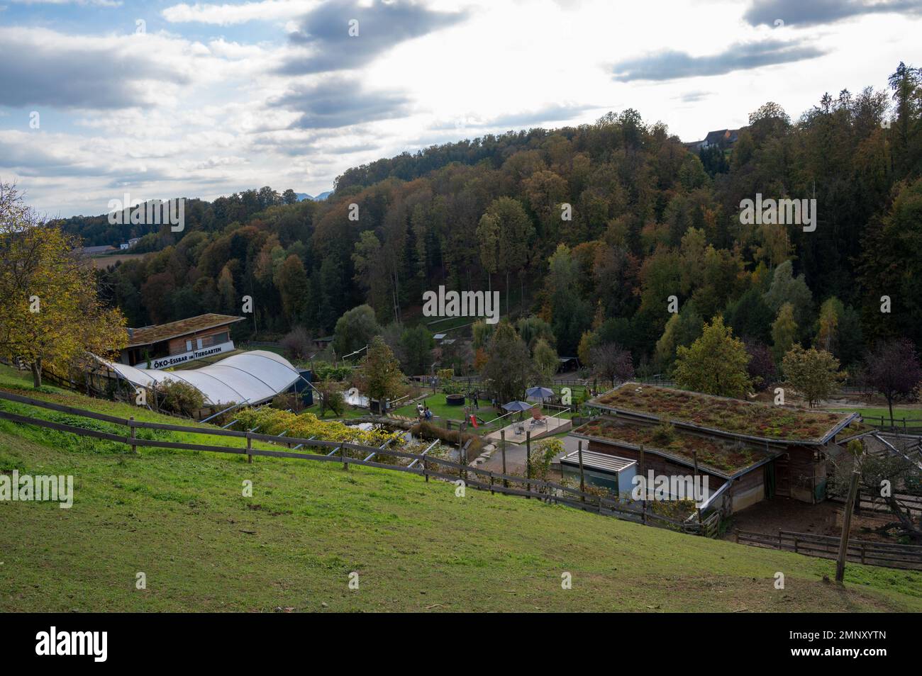 View of the edible garden at the Zotter Chocolate Factory a family-run ...