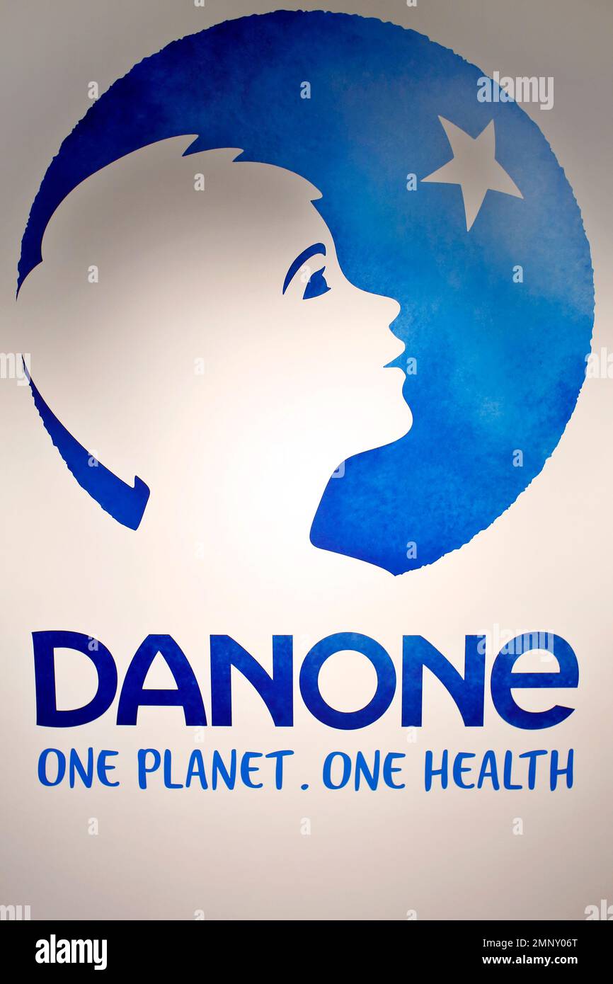 The logo of the French world leading food company Danone is pictured in ...