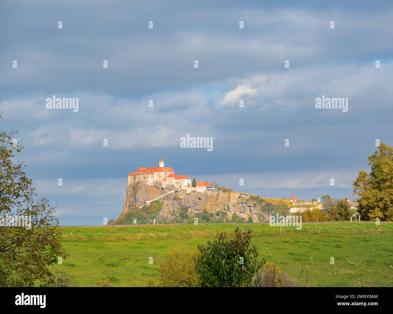 View of The Riegersburg castle surrounded by a beautiful landscape ...