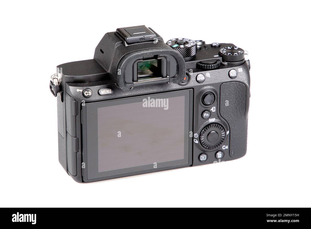 rear back view screen digital photo camera on white isolated background ...