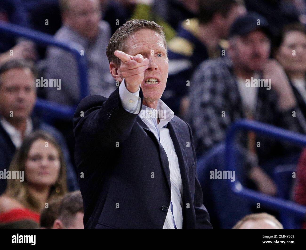 Gonzaga head coach Mark Few directs his team during the first half of ...
