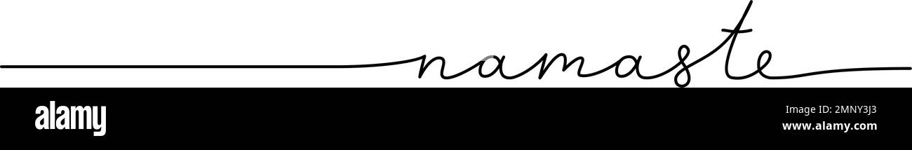 Namaste word - continuous one line with word. Minimalistic drawing of ...
