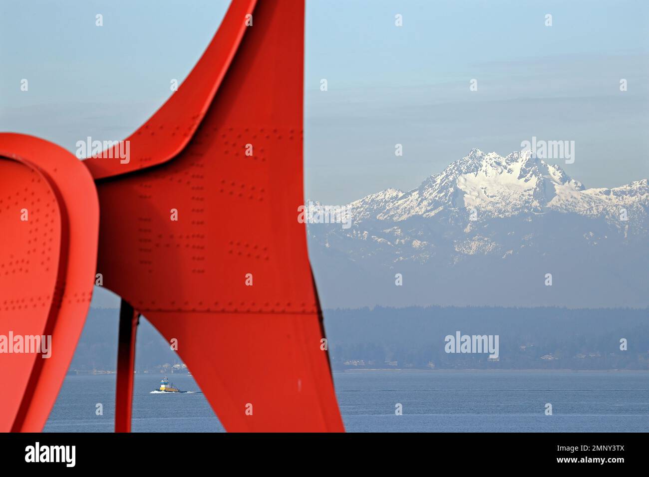 In this photo taken Tuesday, Feb. 13, 2018, the abstract sculpture ...