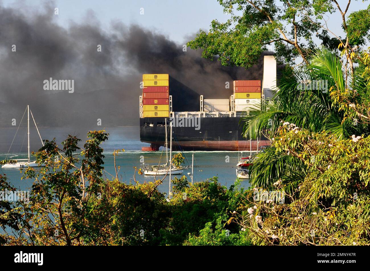 Fire aboard the MALTA flagged container ship CAPE KORTIA at the Pacific ...