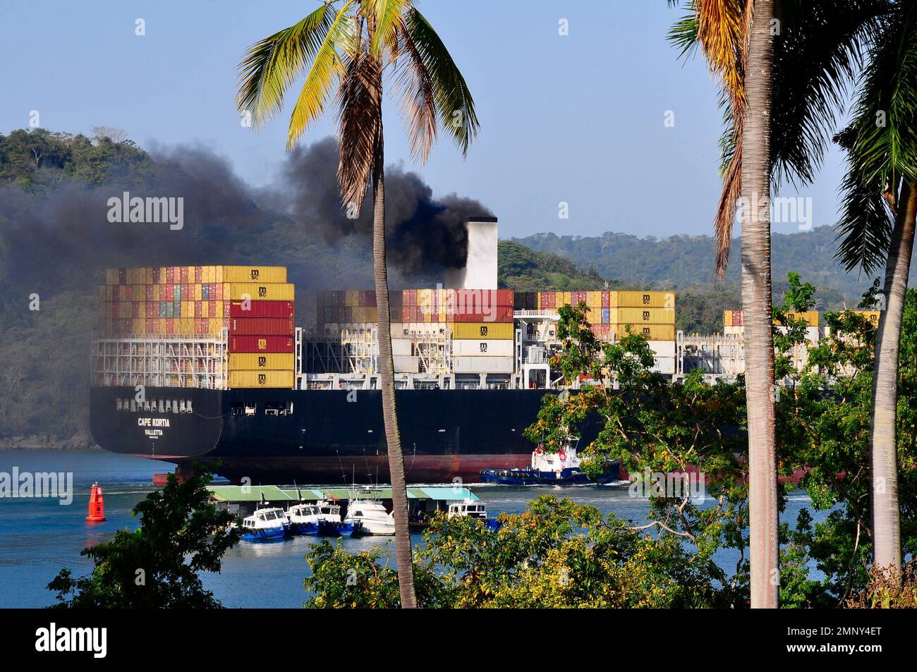 Fire aboard the MALTA flagged container ship CAPE KORTIA at the Pacific ...