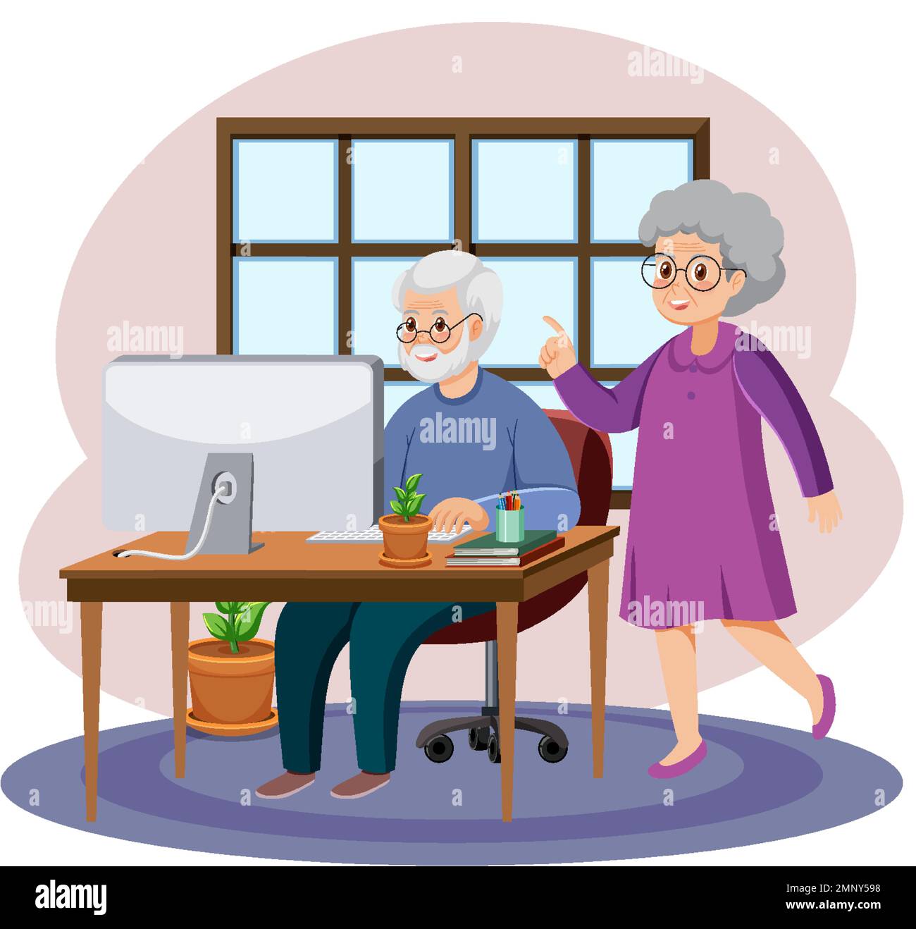 Senior couple using computer illustration Stock Vector Image & Art - Alamy