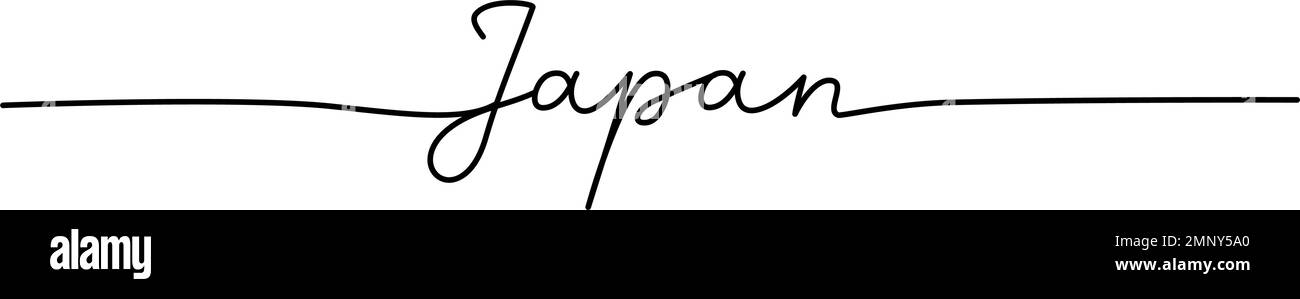 Japan - word with continuous one line. Minimalist drawing of phrase ...