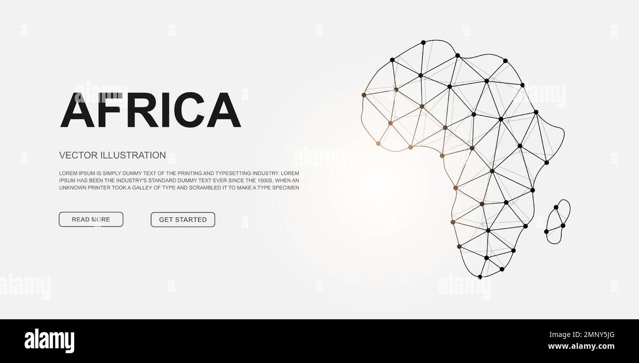 Africa low poly symbol with connected dots for landing page. Africa map ...
