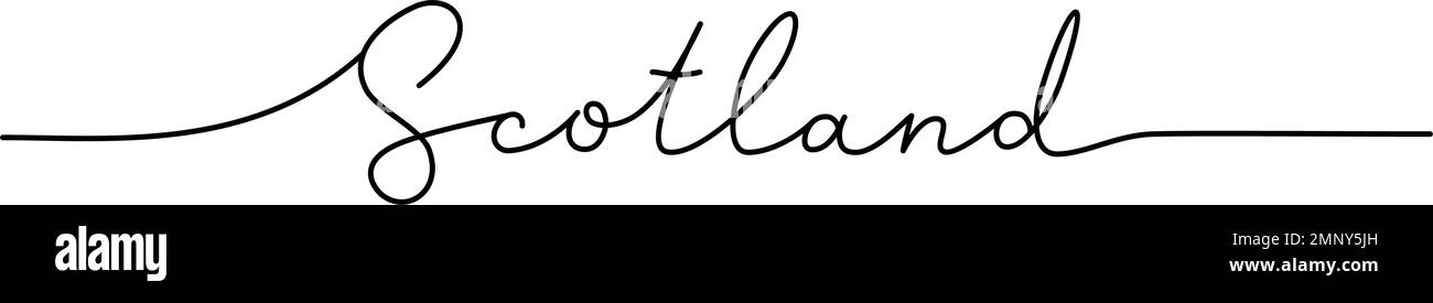 Scotland - word with continuous one line. Minimalist drawing of phrase ...