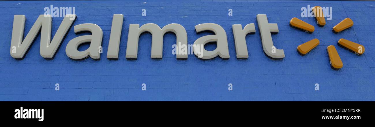 This photo Thursday, June 1, 2017, photo shows a Walmart sign is shown ...