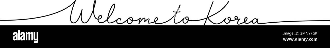 Welcome to Korea - word with continuous one line. Minimalist drawing of ...