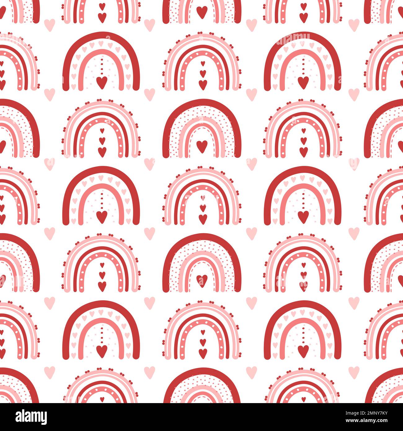 Valentines day seamless pattern with rainbows and hearts. Cute romantic ...