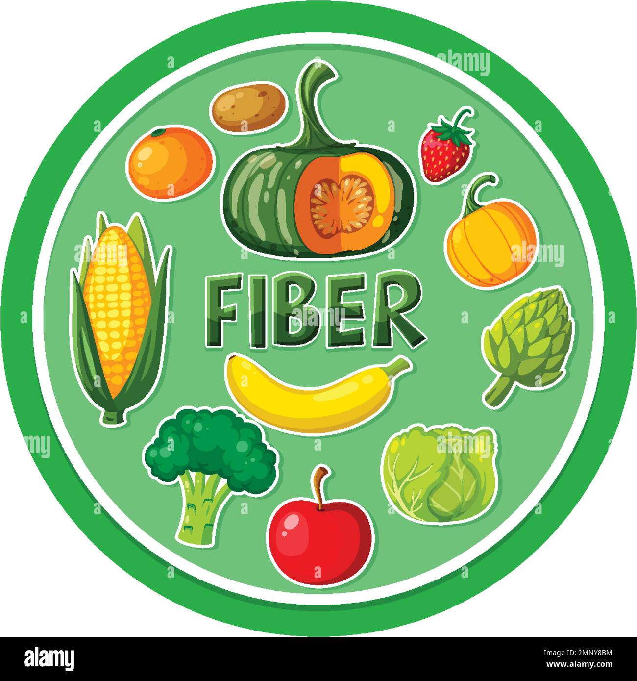 Vegetables and fruits fiber foods group illustration Stock Vector Image ...