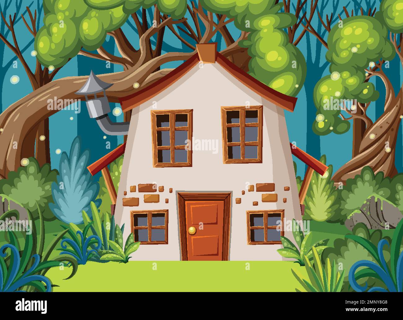 Fairytale scene in forest Stock Vector Images - Alamy