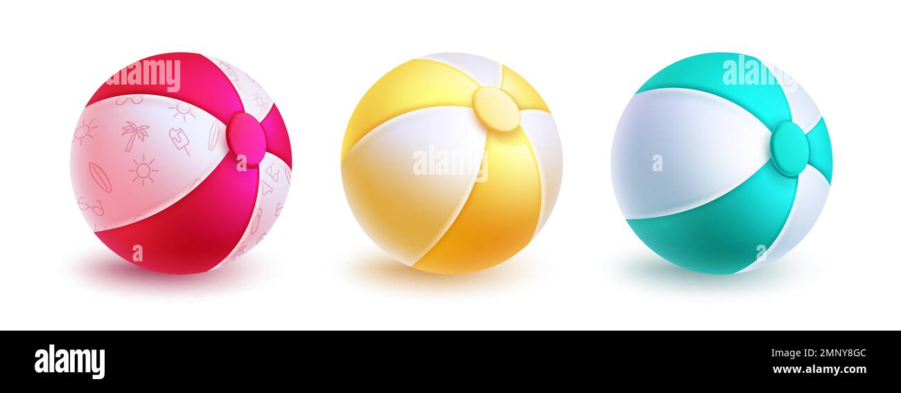 Beach ball summer vector set. Summer beach ball elements in colorful ...