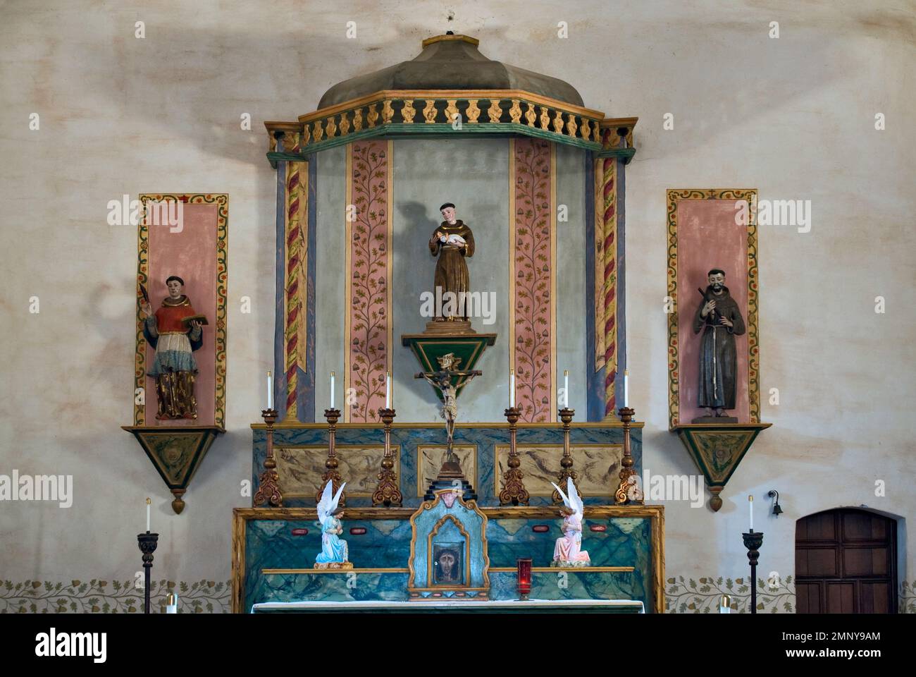 Polychrome statues at church altar, Mission San Antonio de Padua, near ...