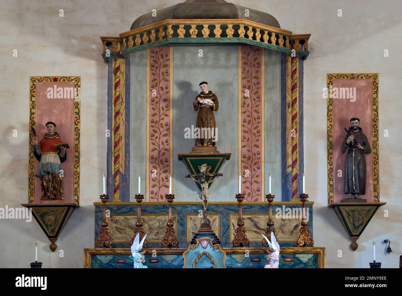 Polychrome statues at church altar, Mission San Antonio de Padua, near ...