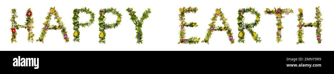 Blooming Flower Letters Building English Text Happy Earth Stock Photo ...