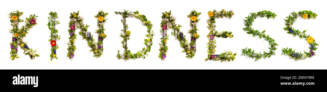 Blooming Flower Letters Building English Word Kindness Stock Photo - Alamy