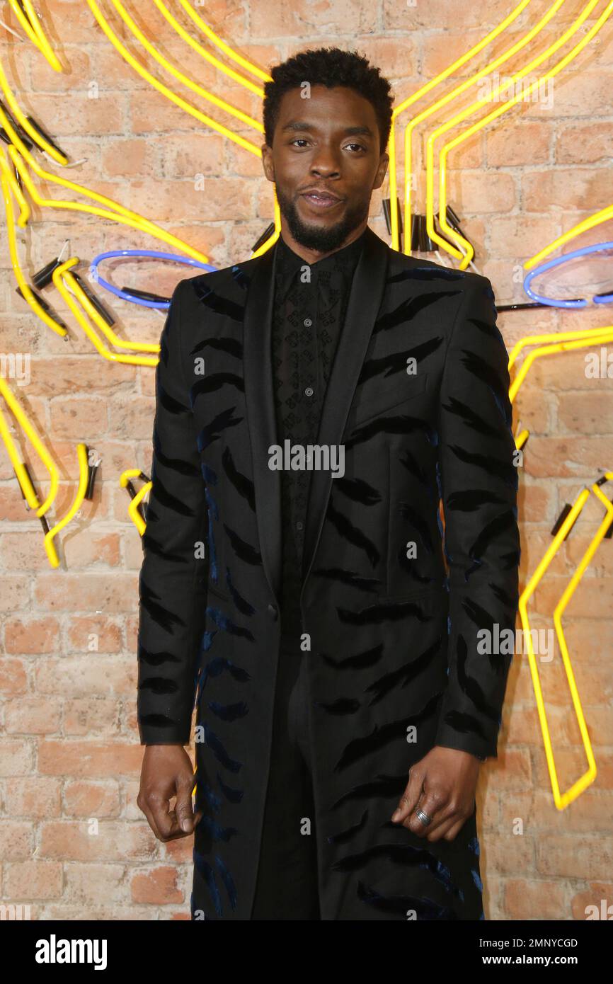 Chadwick Boseman poses for photographers upon arrival at the premiere ...