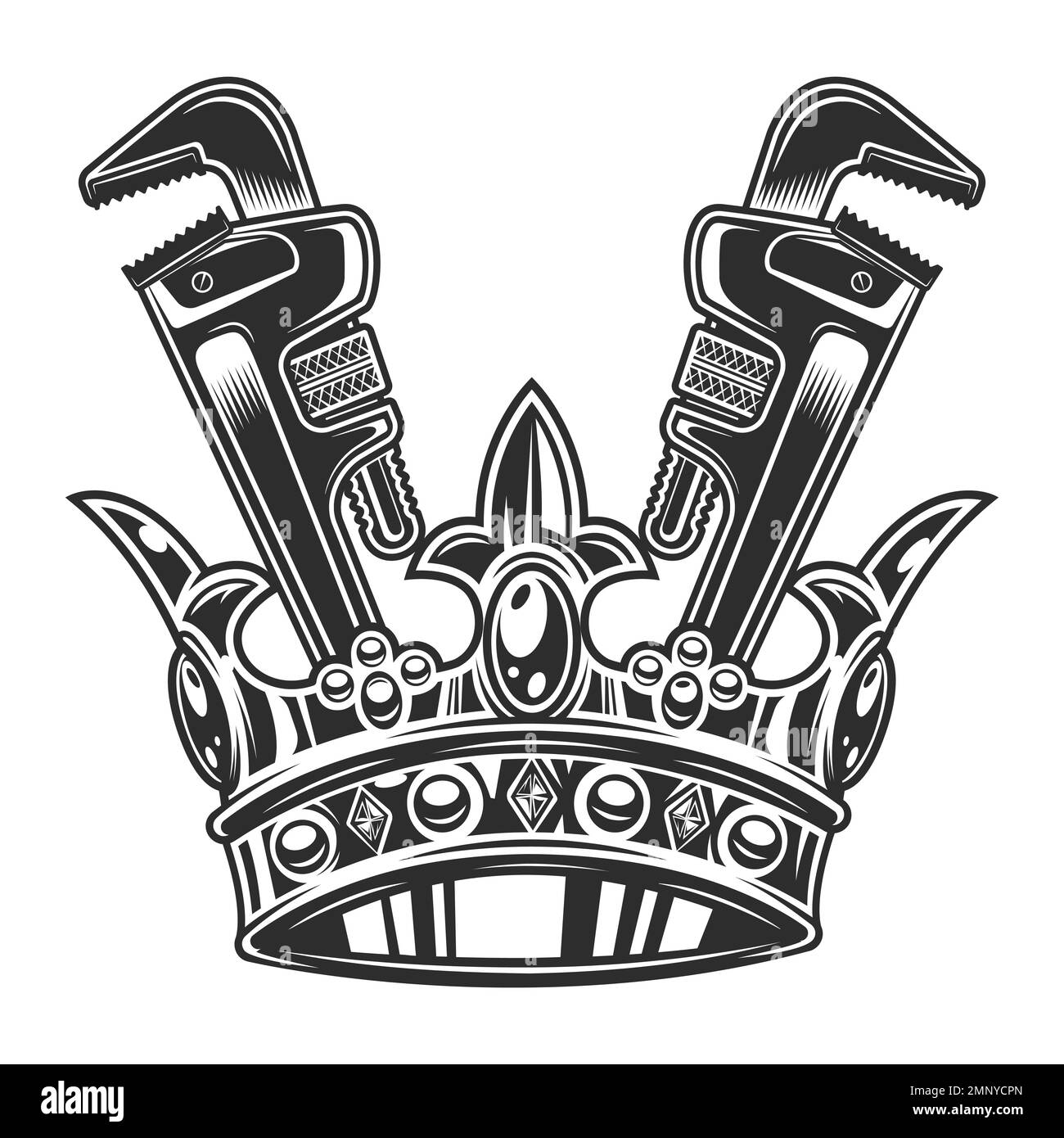 Vintage royal crown with body shop mechanic spanner repair tool or ...