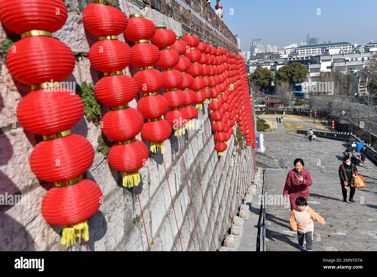 NANJING, CHINA - JANUARY 31, 2023 - Tourists walk past the Ming Dynasty ...