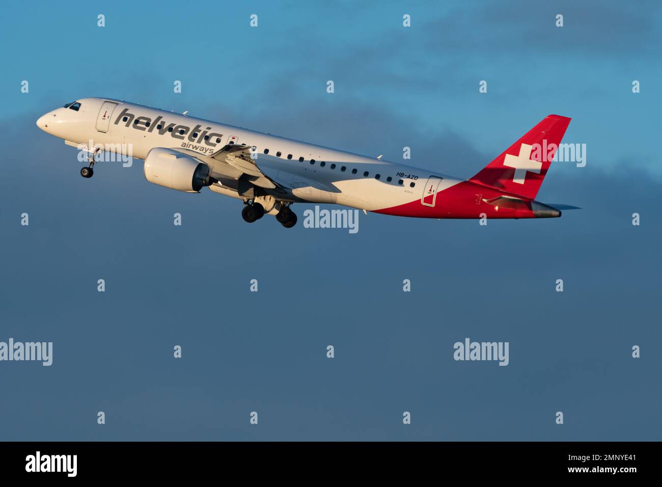 Zurich, Switzerland, January 19, 2023 Helvetic airways Embraer E190-E2 ...