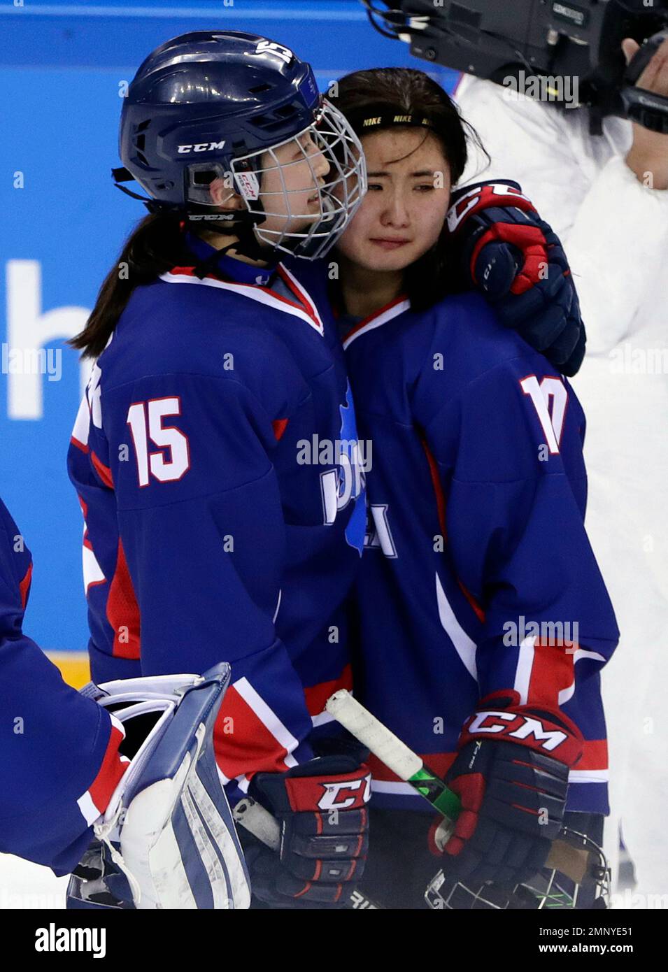 South Korea's Chaelin Park (15) and South Korea's Choi Jiyeon (10), of ...