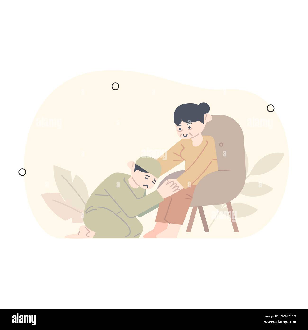 ramadan illustration. a man who apologizes. boy apologizing to his ...