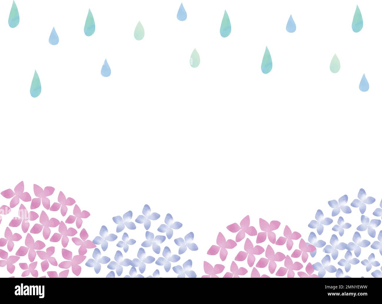 Watercolor style hydrangea and rain background. Background representing ...