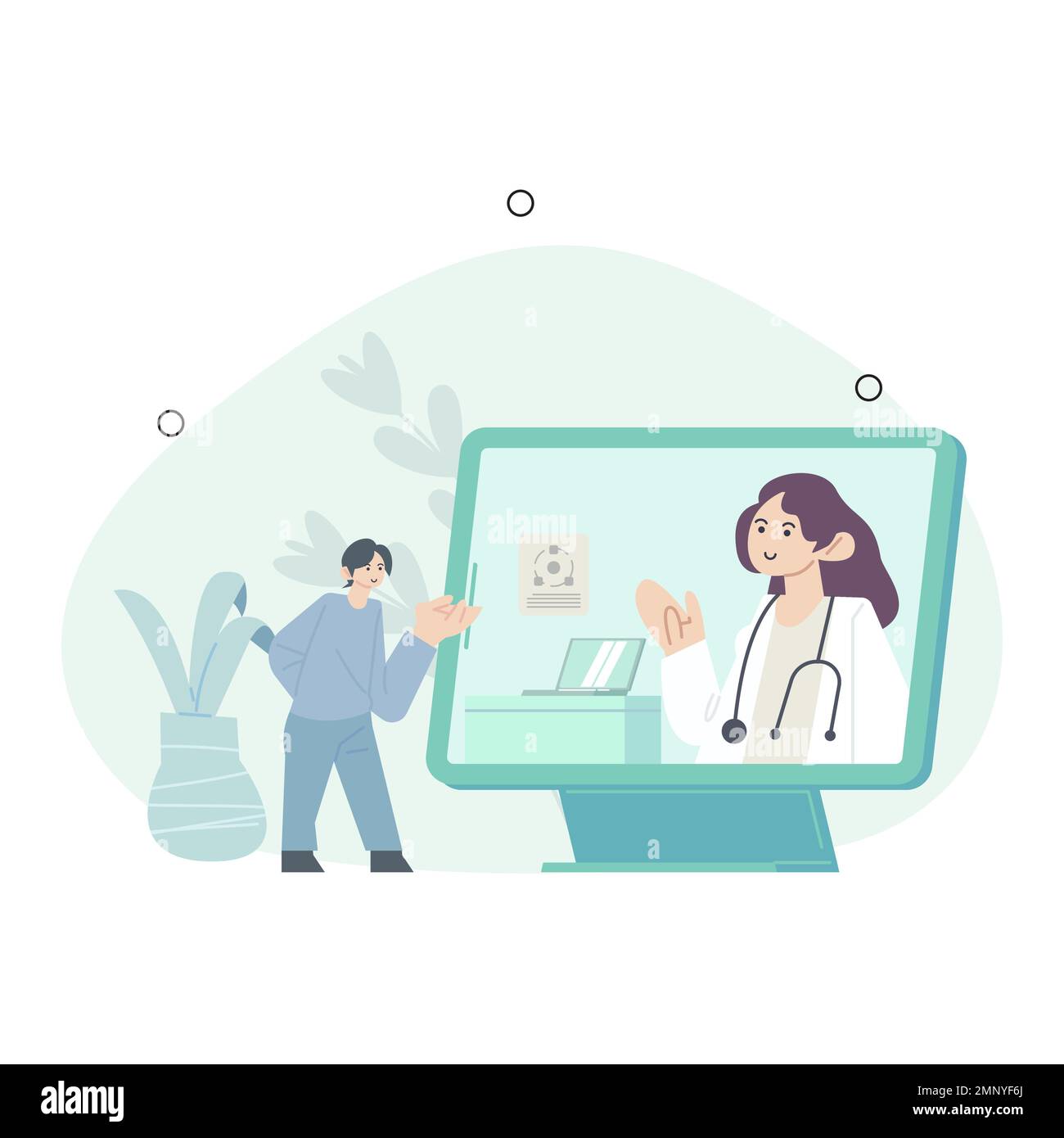 Online medical services illustration. Patients meeting with doctors ...