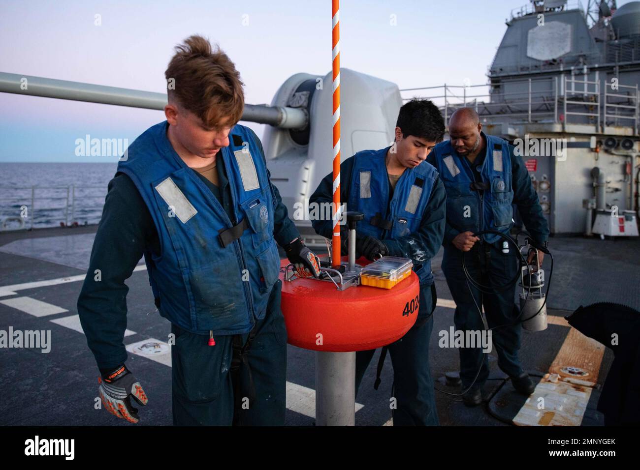 221007-N-LK647-0116 ATLANTIC OCEAN—Seaman Gavin Guenther, left, Fire ...
