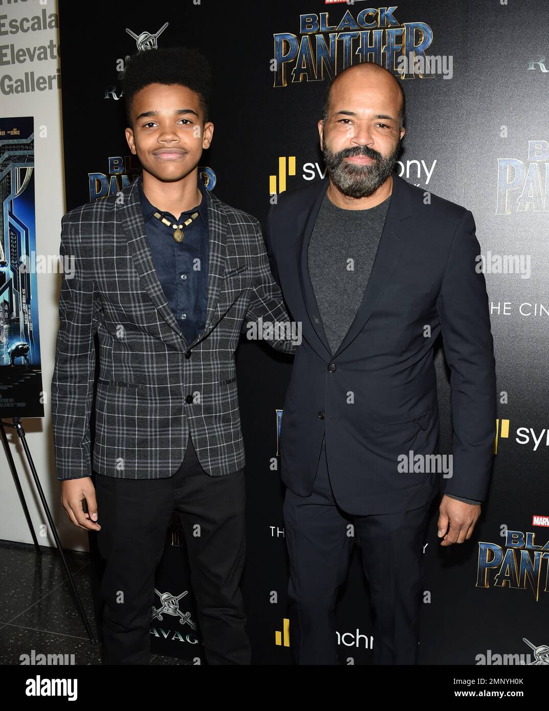 Actor Jeffrey Wright and son Elijah Wright attend a special screening of "Black Panther" at the ...