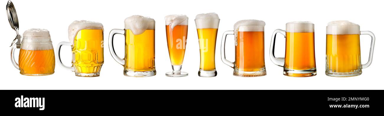 beer glass and mugs Collection isolated on a white background Stock ...
